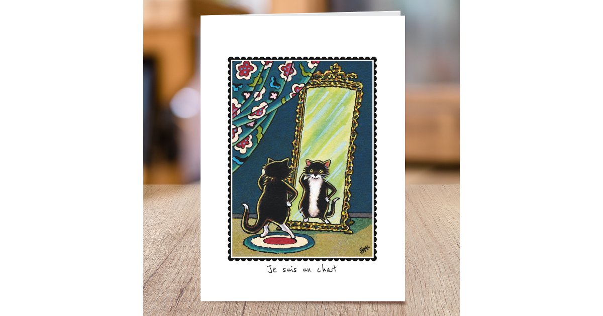 "Je suis un chat" Cat Folded Greeting Card | Zazzle