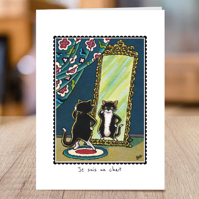 "Je suis un chat" Cat Folded Greeting Card | Zazzle