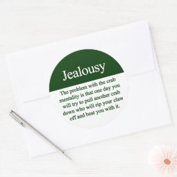 Jealousy Classic Round Sticker | Zazzle