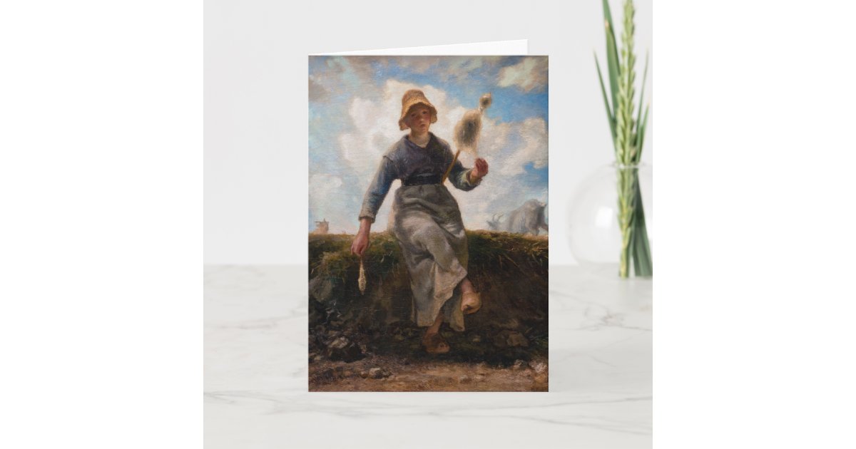 Jean-Francois Millet - The Spinner Girl Card | Zazzle
