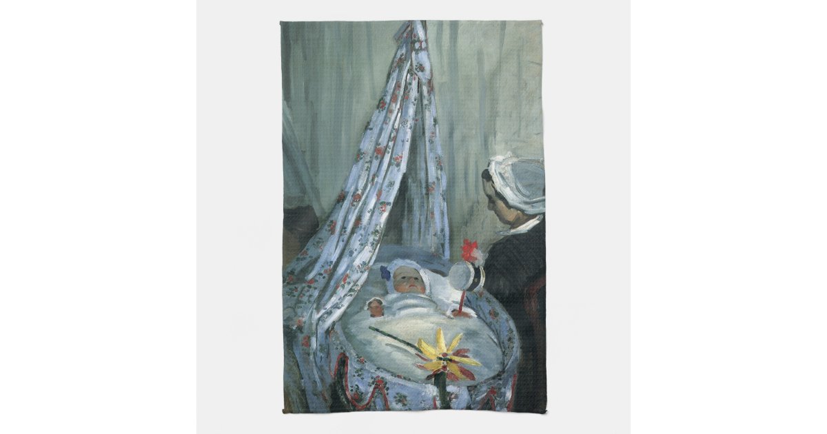 Jean Monet in His Cradle by Claude Monet Kitchen Towel | Zazzle