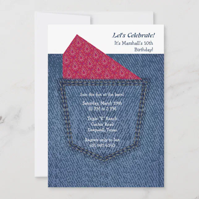 Jeans Pocket Invitation | Zazzle
