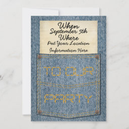 Jeans Pocket Party Invitations | Zazzle