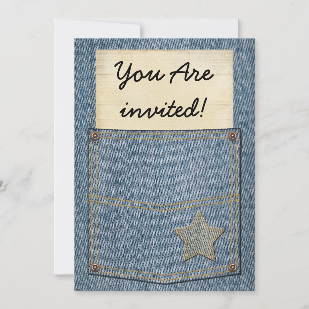 Jeans Pocket Party Invitations | Zazzle