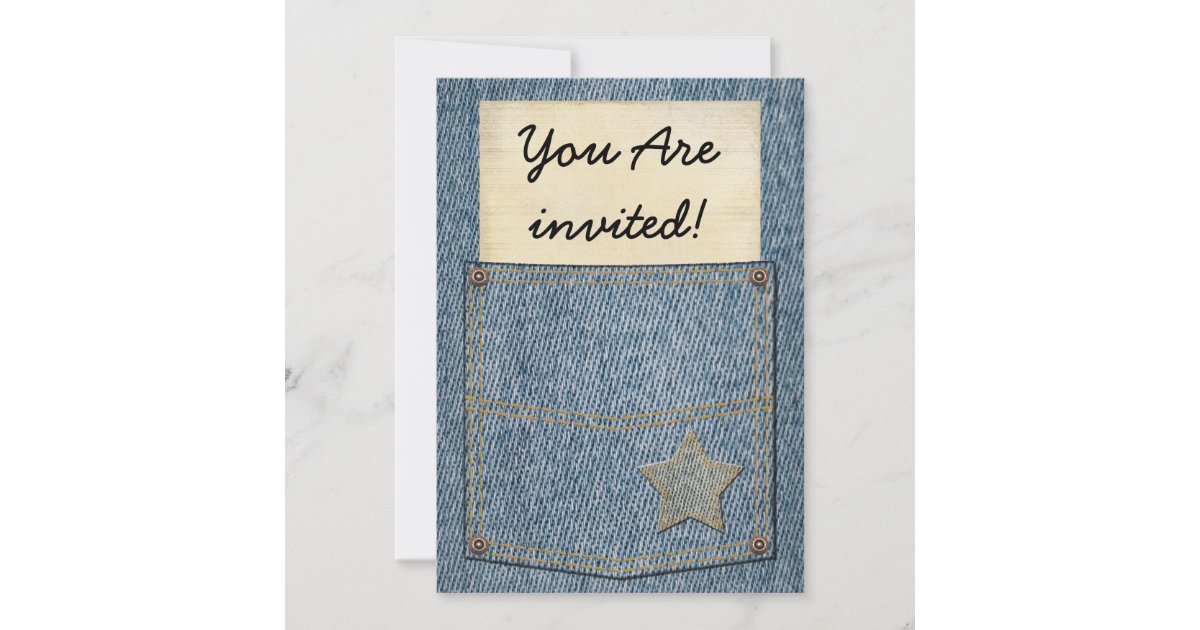 Jeans Pocket Party Invitations | Zazzle