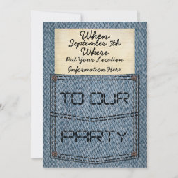 Jeans Pocket Party Invitations | Zazzle