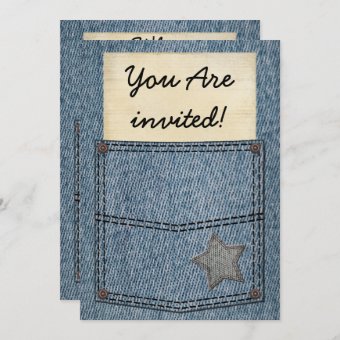 Jeans Pocket Party Invitations | Zazzle