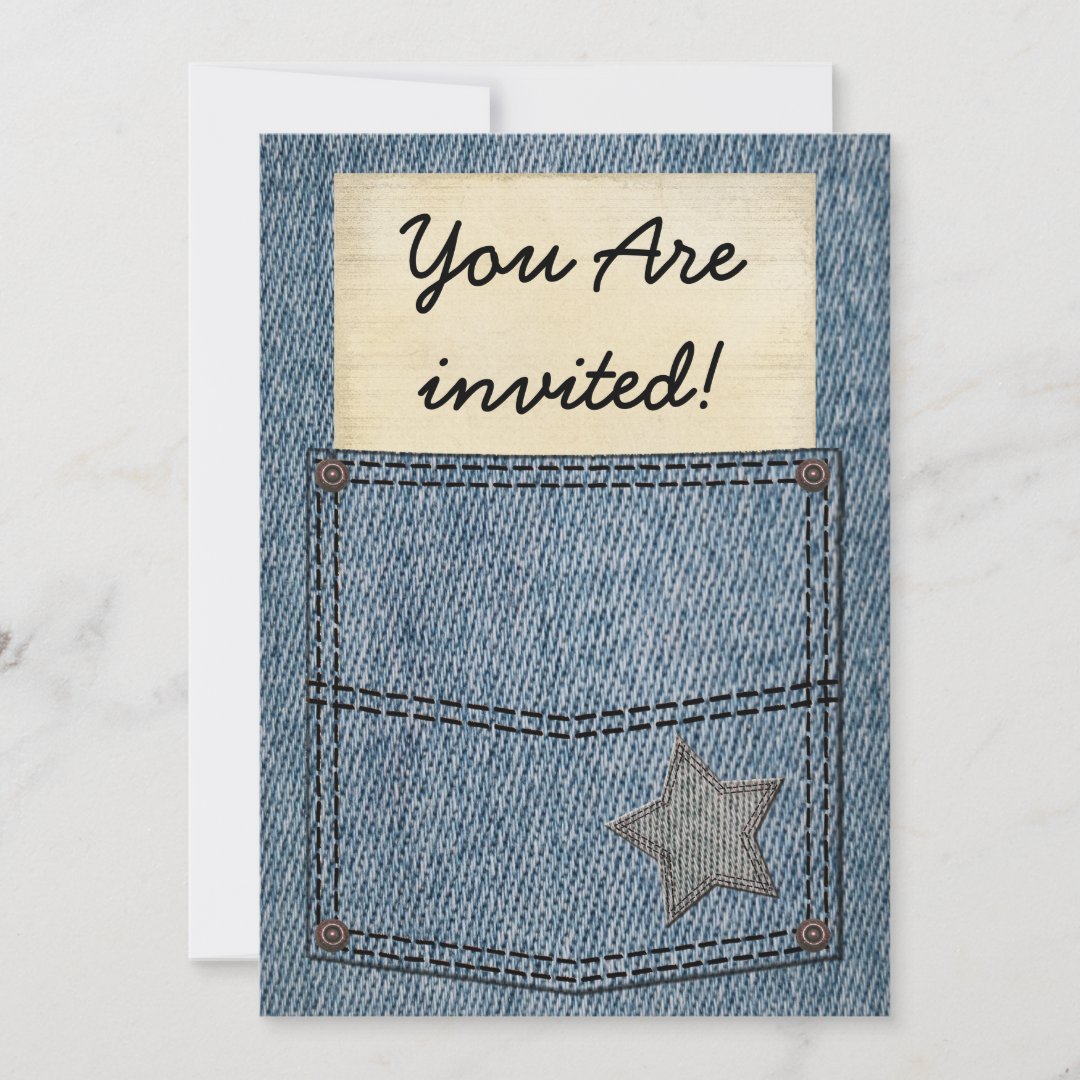 Jeans Pocket Party Invitations | Zazzle