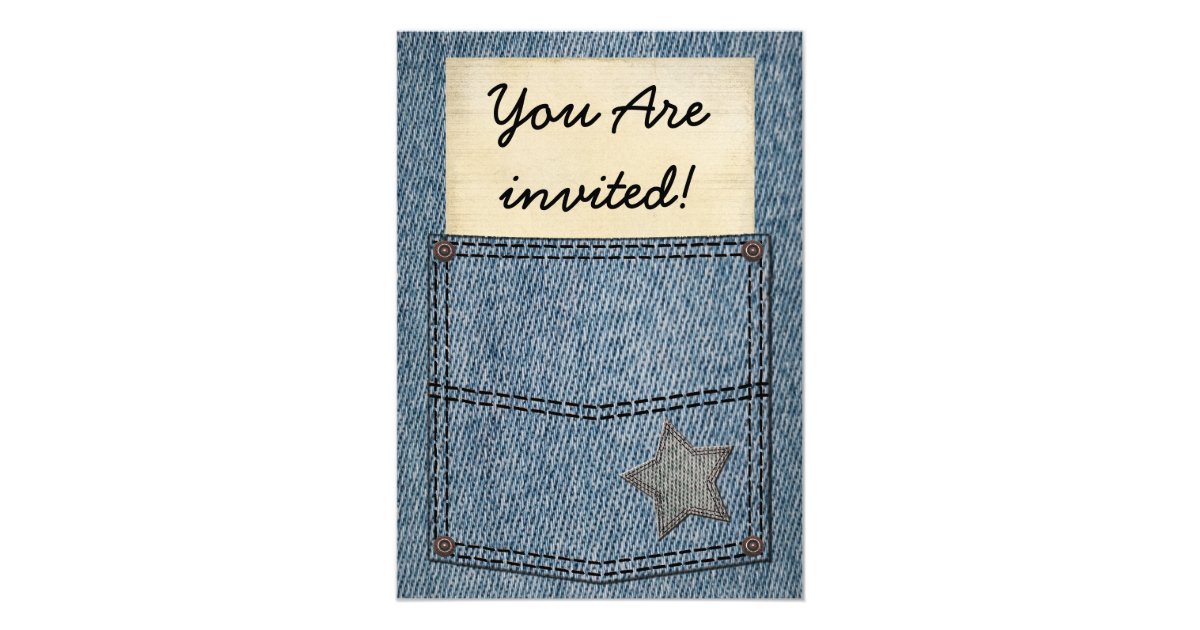 Jeans Pocket Party Invitations | Zazzle.com