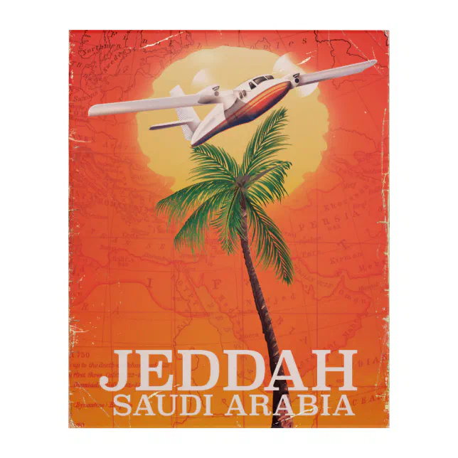 Jeddah Saudi Arabia vintage map travel poster. Acrylic Print | Zazzle