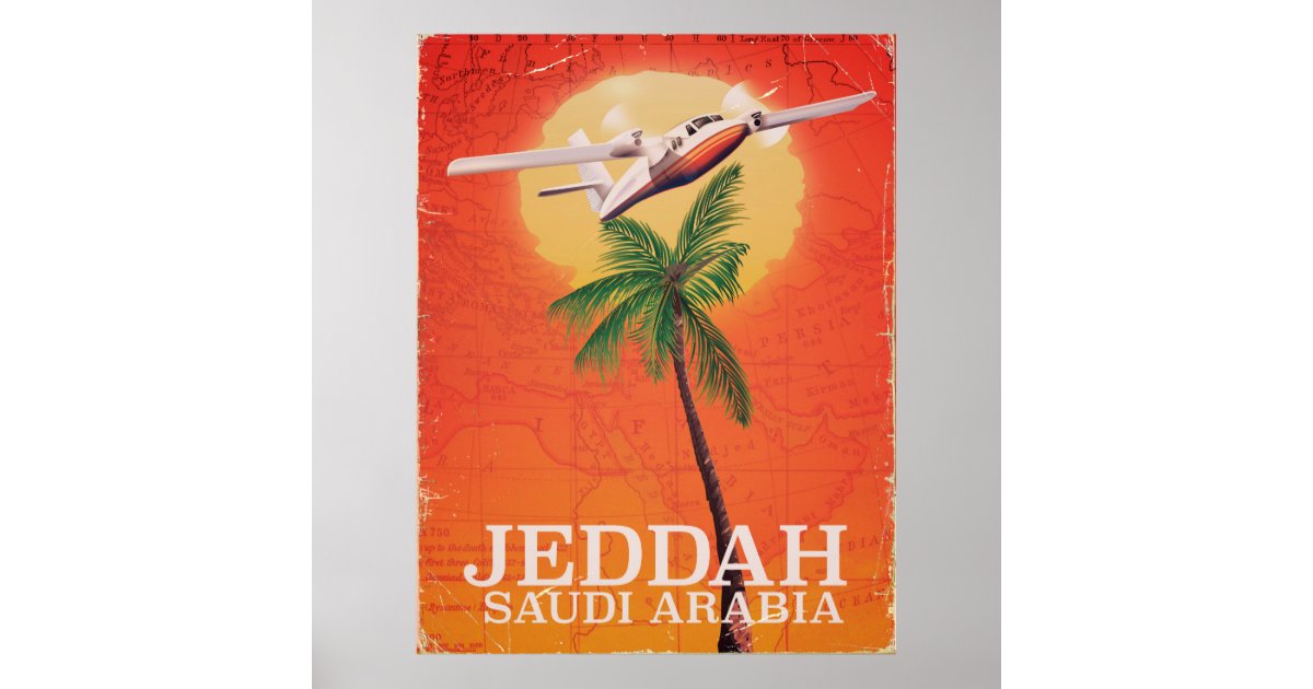 Jeddah Saudi Arabia vintage map travel poster. Poster | Zazzle.com