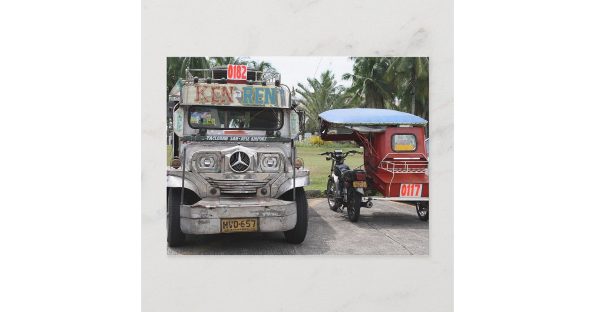 Jeepney and tricycle postcard | Zazzle