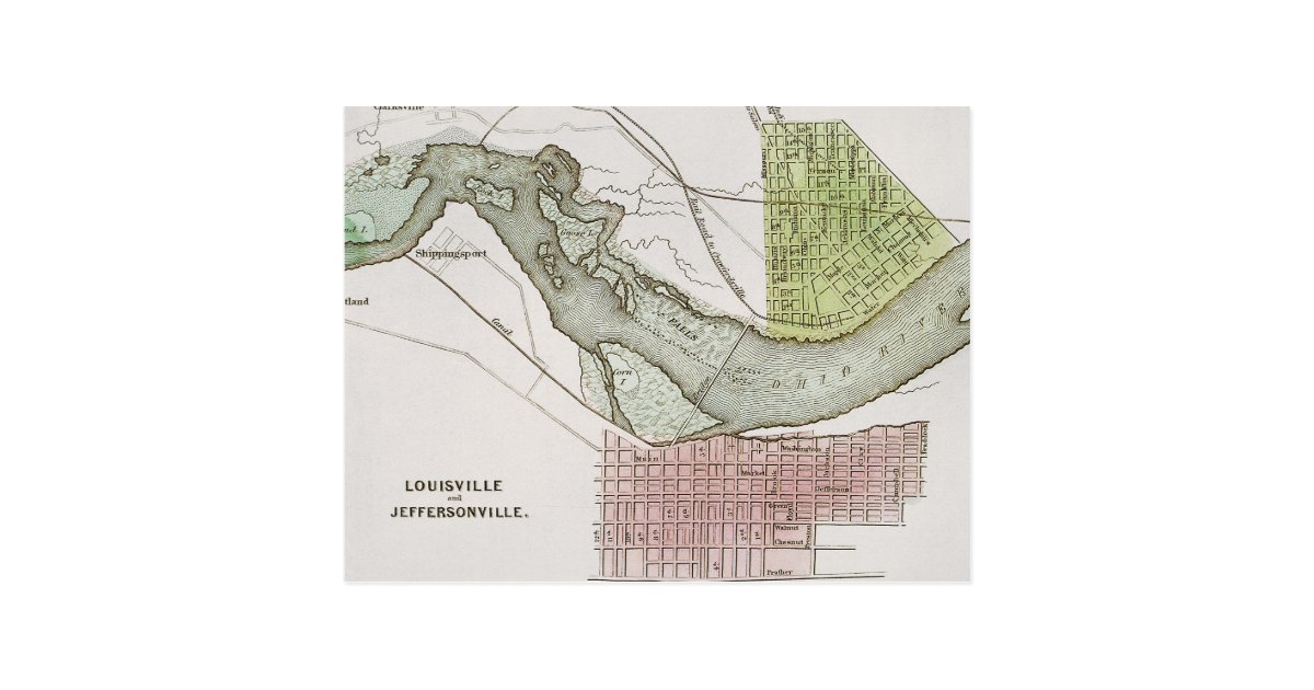 JEFFERSONVILLE, INDIANA: MAP POSTCARD | Zazzle.com