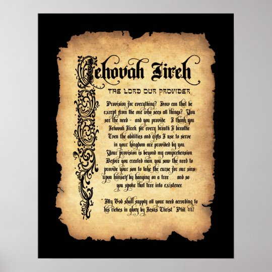 Jehovah Jireh, Lord our Provider: Names of God Poster | Zazzle.com