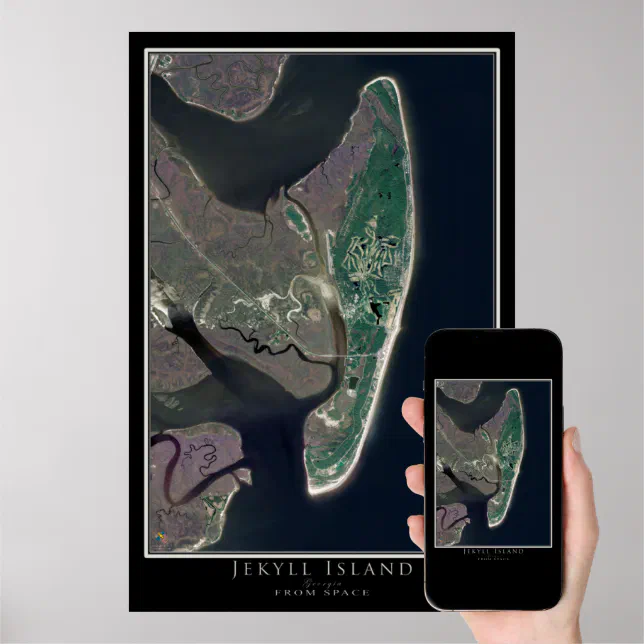 Jekyll Island Georgia From Space Satellite Map Poster | Zazzle