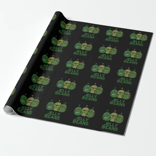 Jelly Beans Funny Jealous Candy Pun Dark BG Wrapping Paper | Zazzle