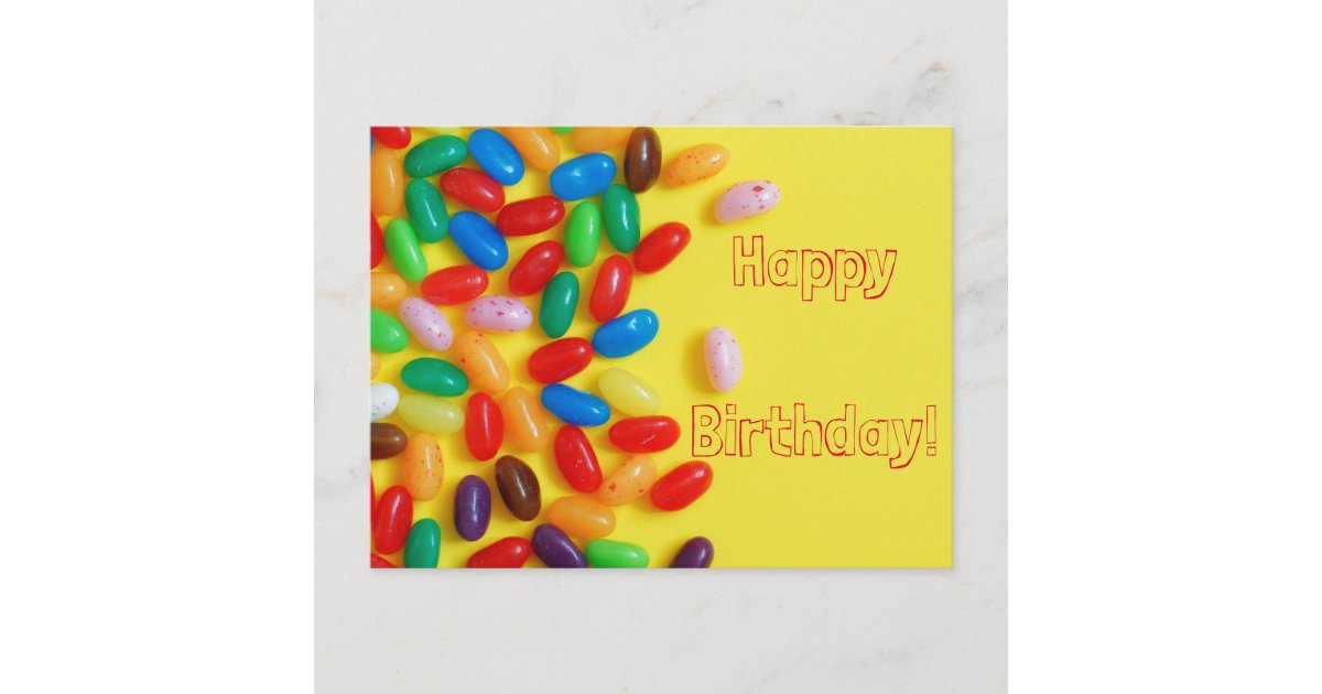 Jelly beans happy birthday postcard | Zazzle