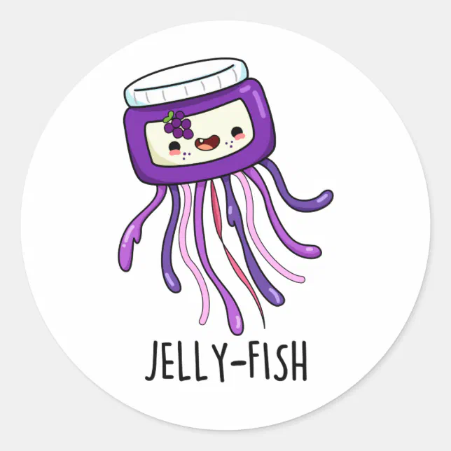 Jelly-fish Funny Jelly Jar Pun Classic Round Sticker | Zazzle