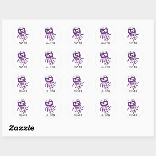 Jelly-fish Funny Jelly Jar Pun Classic Round Sticker | Zazzle