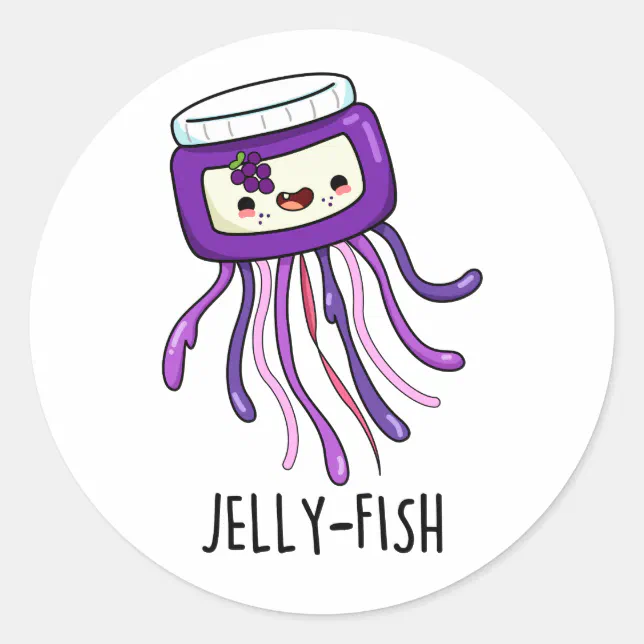 Jelly-fish Funny Jelly Jar Pun Classic Round Sticker | Zazzle