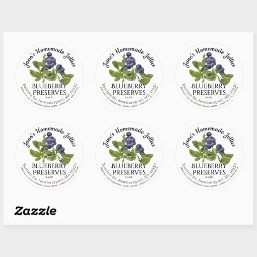 Jelly Label Vintage Homemade Blueberry Preserves | Zazzle