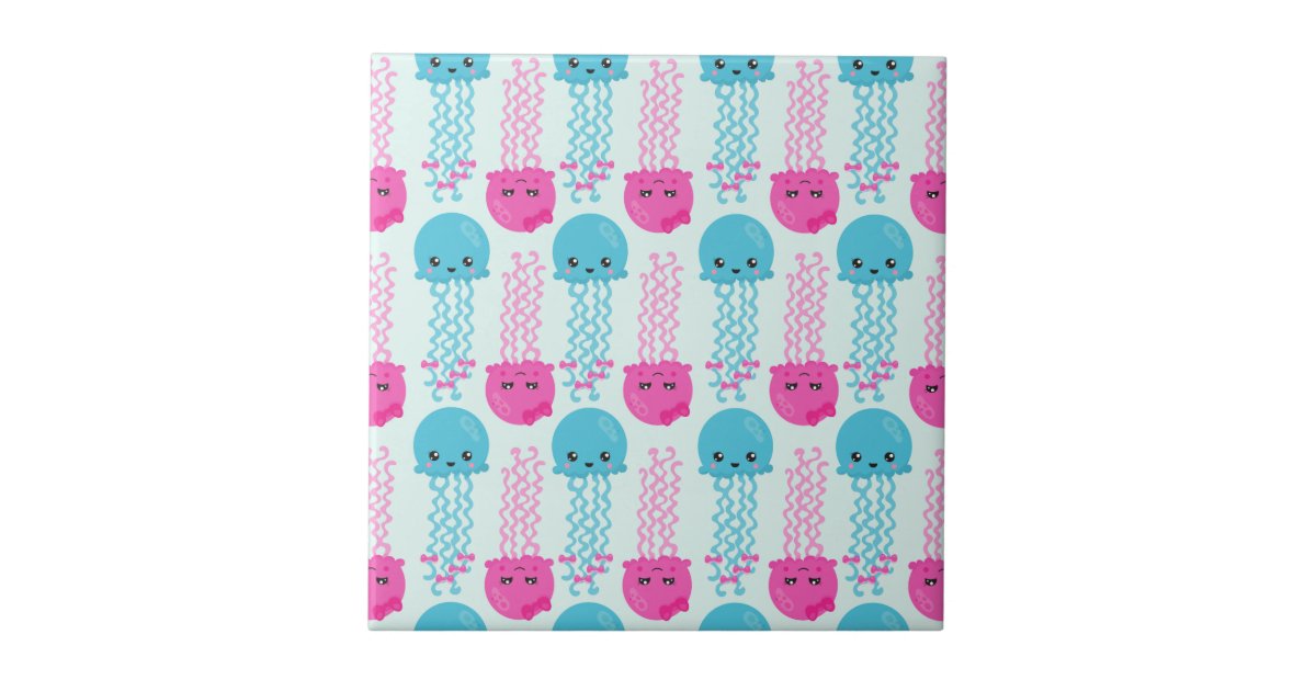 Jellyfish Pattern, Cute Jellyfish, Sea Animals Ceramic Tile | Zazzle