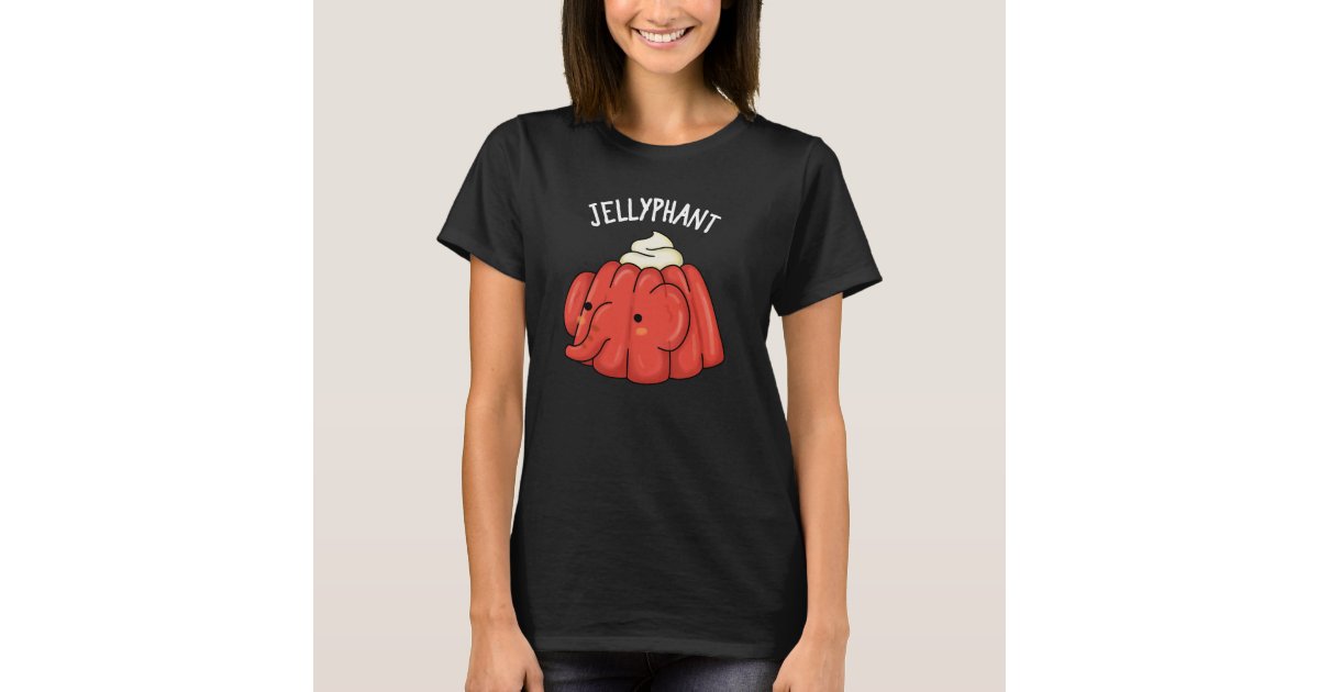 Jellyphant Funny Elephant Jelly Pun Dark BG T-Shirt | Zazzle