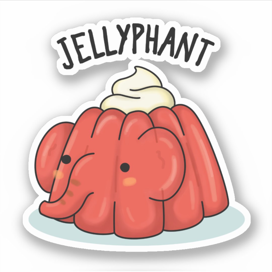 Jellyphant Funny Elephant Jelly Pun Sticker | Zazzle
