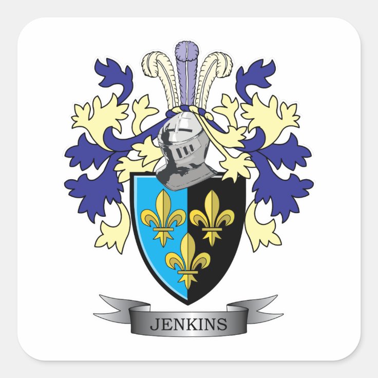 Jenkins Coat of Arms Square Sticker | Zazzle