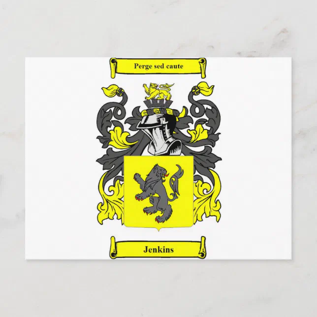 Jenkins (English) Coat of Arms Postcard | Zazzle