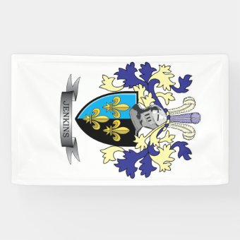 Jenkins Family Crest Coat of Arms Banner | Zazzle