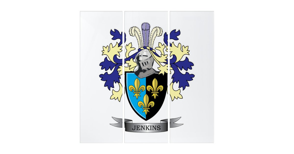 Jenkins Family Crest Coat of Arms Triptych | Zazzle