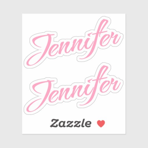 Jennifer Decorative Name in Pink x2 Sticker | Zazzle