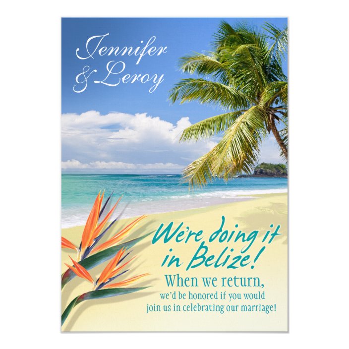 Jennifer EMERALD WATERS Belize reception (linen) Invitation | Zazzle.com