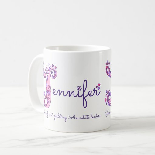 Jennifer name meaning decorative J monogram mug | Zazzle