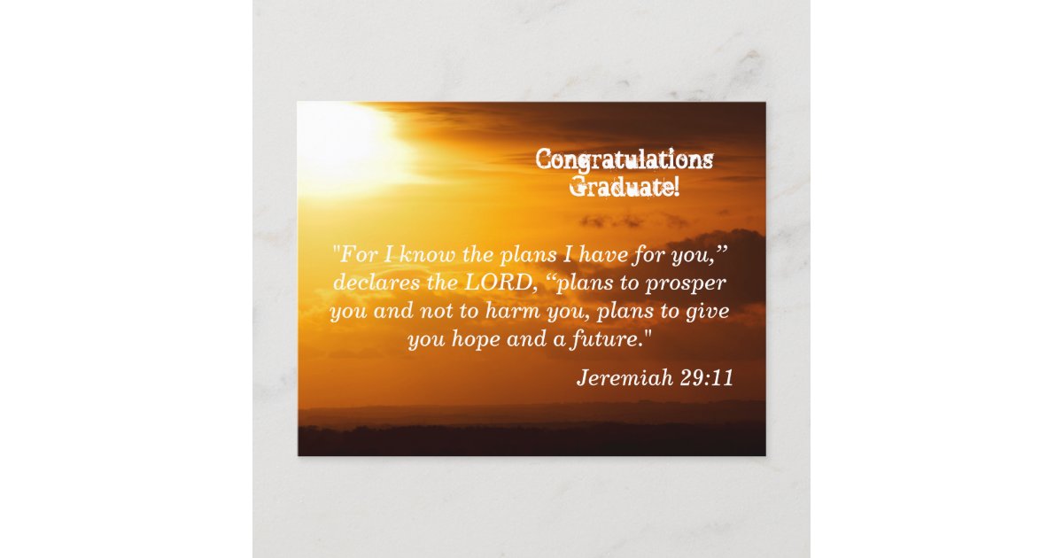Jeremiah 29:11 Congratulations Graduate Postcard | Zazzle