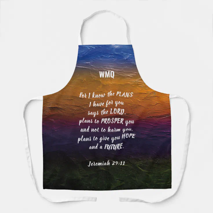 Jeremiah 29:11 | FOR I KNOW THE PLANS | Monogram Apron | Zazzle