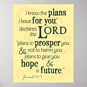 Jeremiah 29:11 I know the plans I have for you... Poster | Zazzle