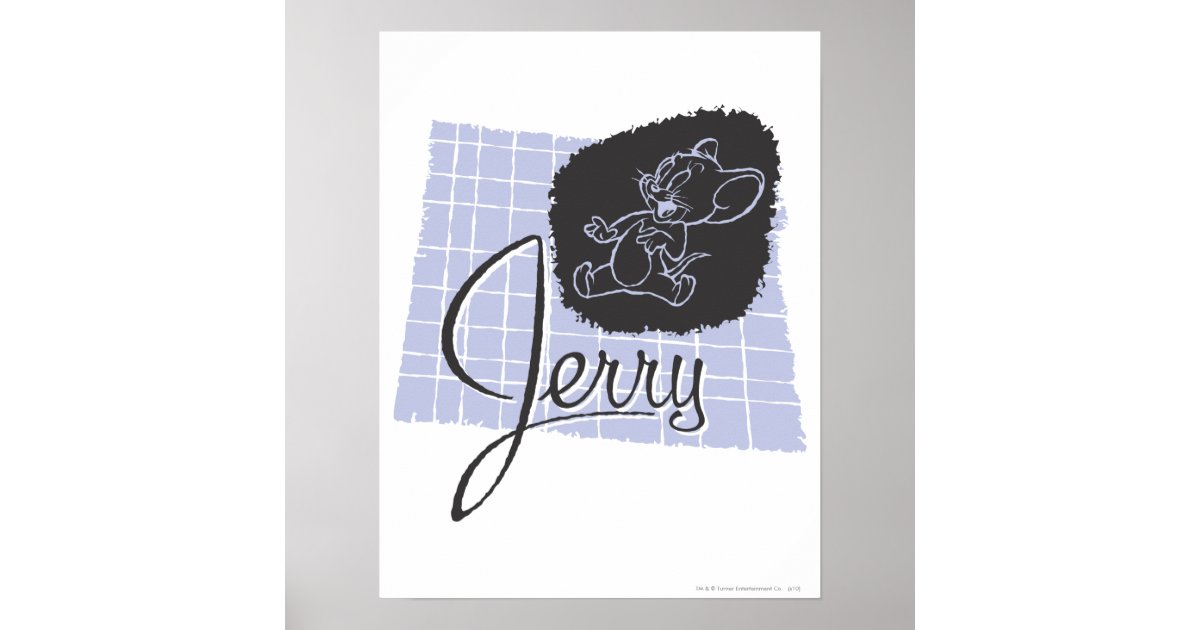 Jerry Black and Blue Script Poster | Zazzle