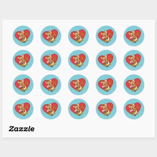 Jerry Mouse Dressed as Valentine Cupid Classic Round Sticker | Zazzle