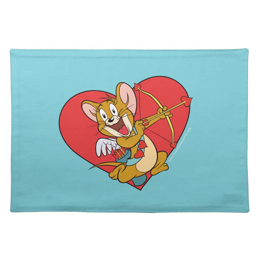 Jerry Mouse Dressed as Valentine Cupid Cloth Placemat | Zazzle