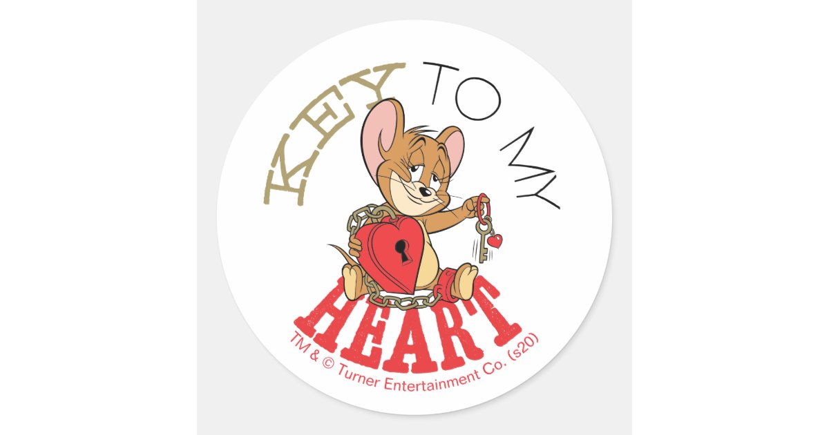 Jerry Mouse "Key To My Heart" Valentine Classic Round Sticker | Zazzle