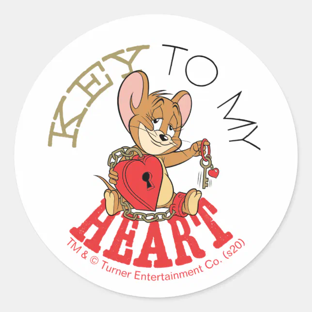 Jerry Mouse "Key To My Heart" Valentine Classic Round Sticker | Zazzle