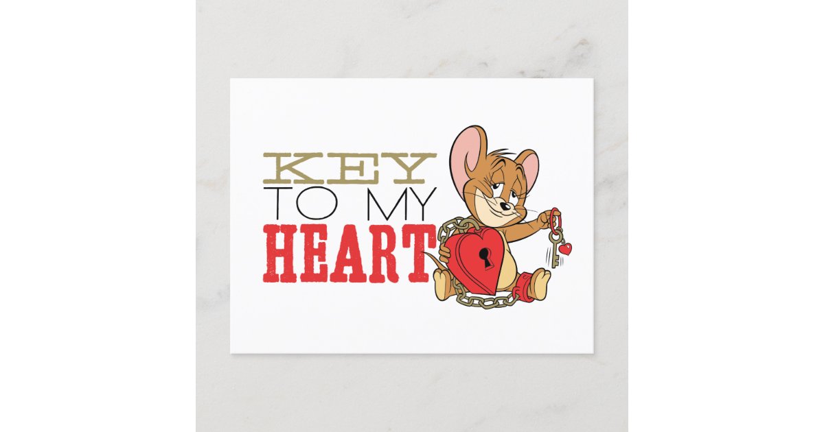Jerry Mouse "Key To My Heart" Valentine Holiday Postcard | Zazzle