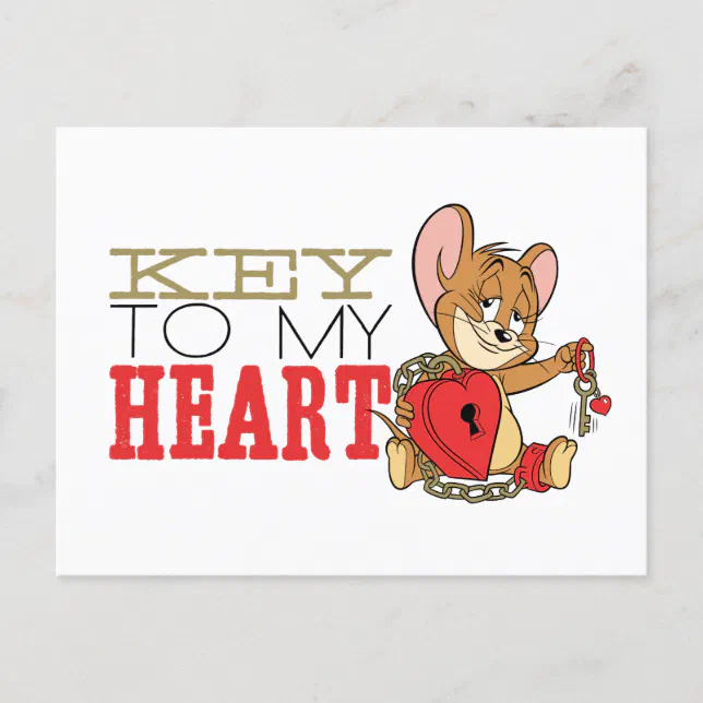 Jerry Mouse "Key To My Heart" Valentine Holiday Postcard | Zazzle