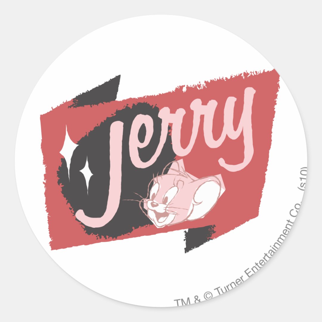 Jerry Red and Black Logo Classic Round Sticker | Zazzle