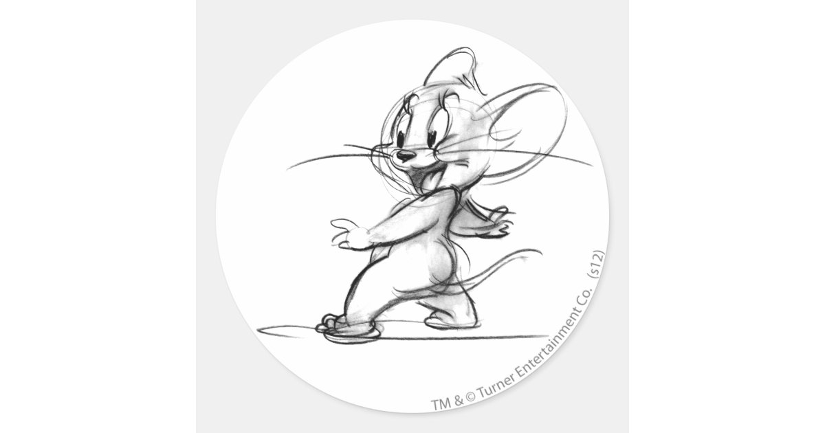 Jerry Side Sketch Classic Round Sticker | Zazzle