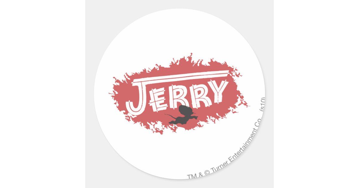 Jerry Silhouette Logo Classic Round Sticker | Zazzle