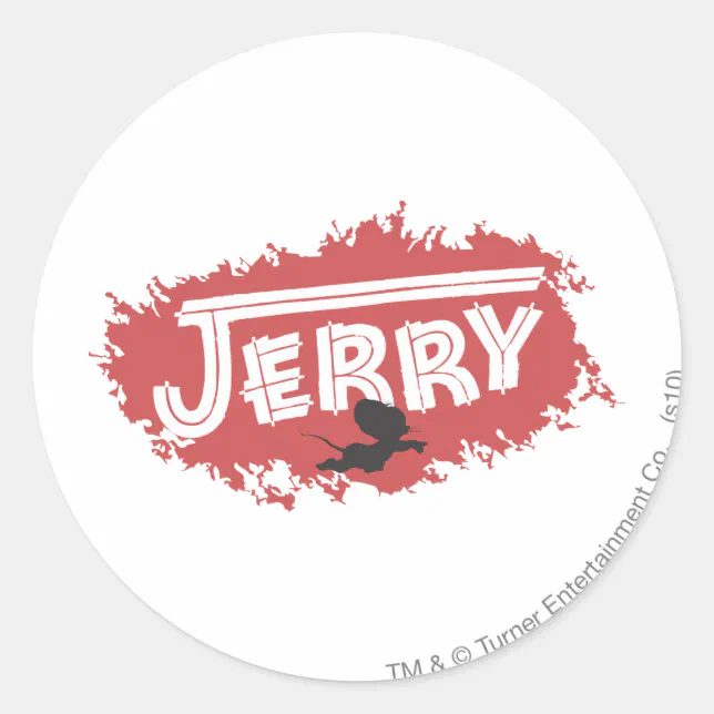 Jerry Silhouette Logo Classic Round Sticker | Zazzle
