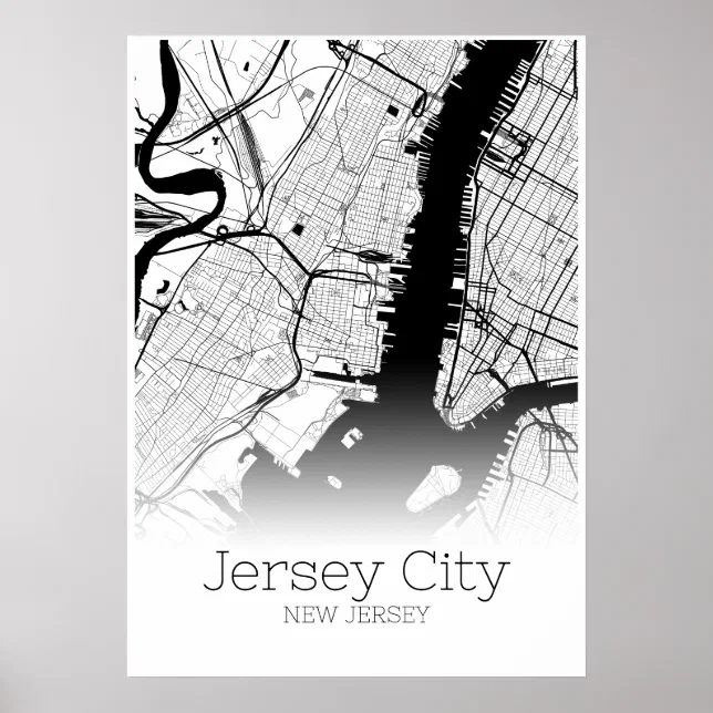 Jersey City Map - New Jersey - City Map Poster | Zazzle